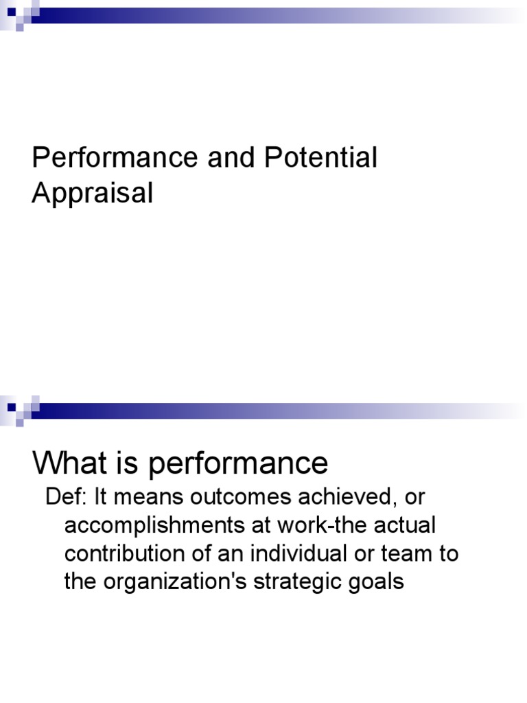 Performance and Potential Appraisal | PDF | Performance Appraisal ...