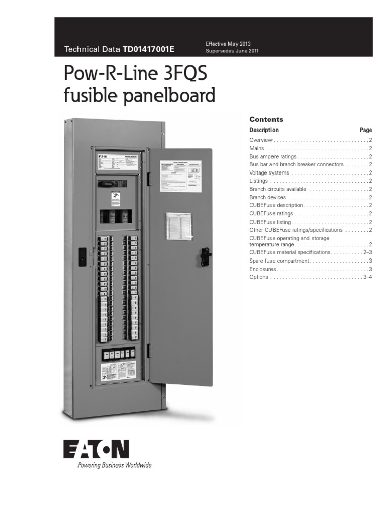 Pow-R-Line 3FQS Fusible Panelboard: Technical Data TD01417001E | PDF ...