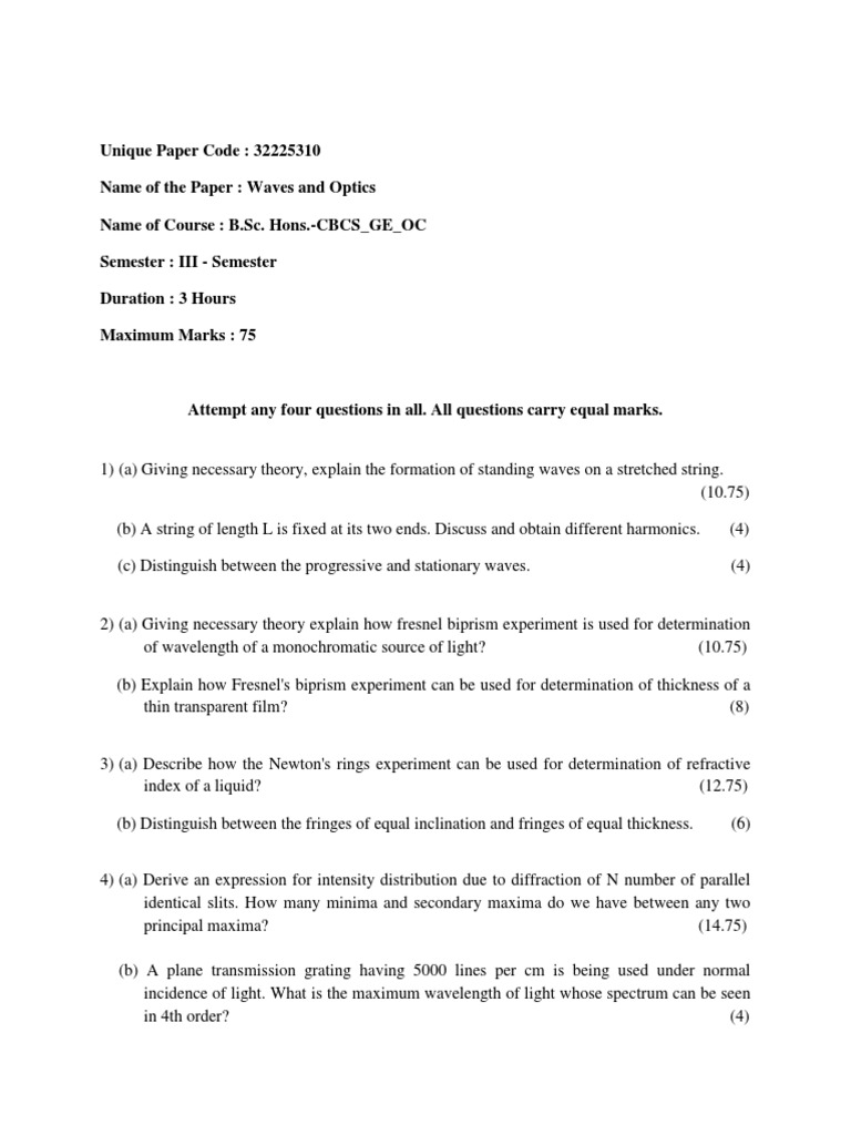 Oc-Waves and Optics | PDF | Polarization (Waves) | Optics