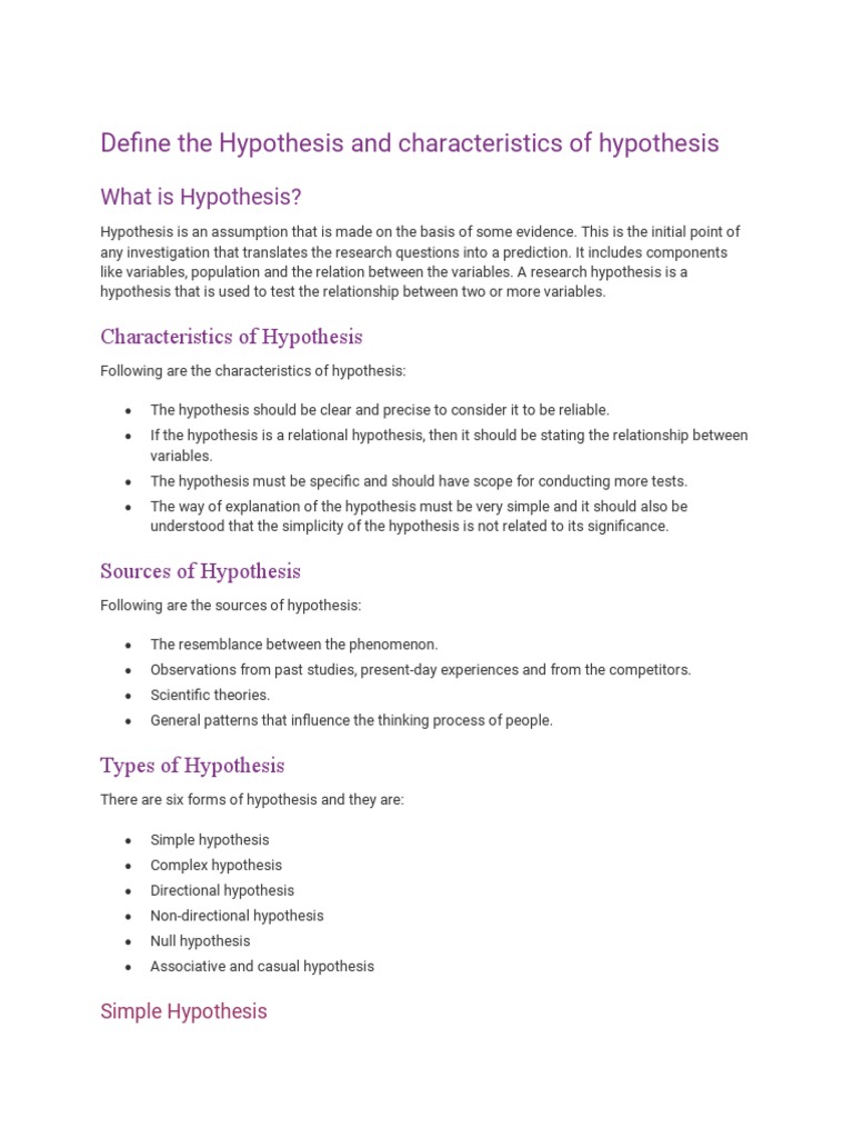 Understanding Hypothesis and Its Characteristics | PDF | Hypothesis ...