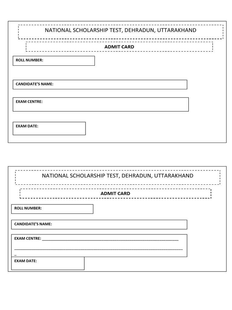 Admit Card Format | PDF