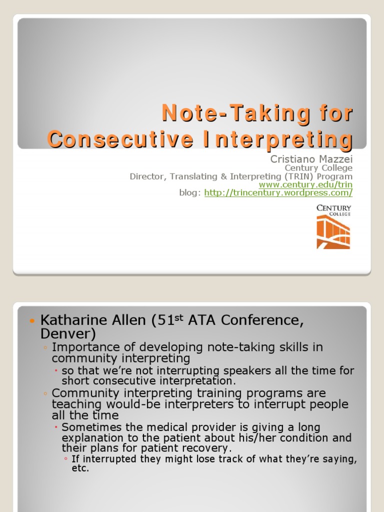 Note - Takingfor Consecutive Interpreting | PDF | Language ...