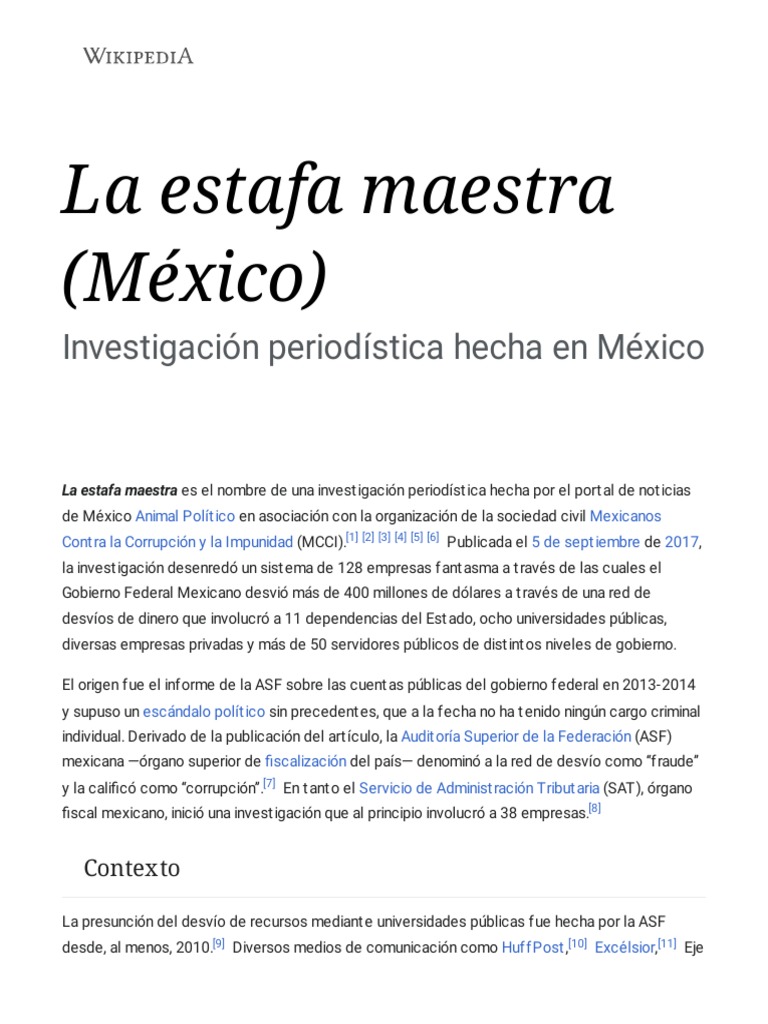 La Estafa Maestra (México) - Wikipedia, La Enciclopedia Libre | PDF ...