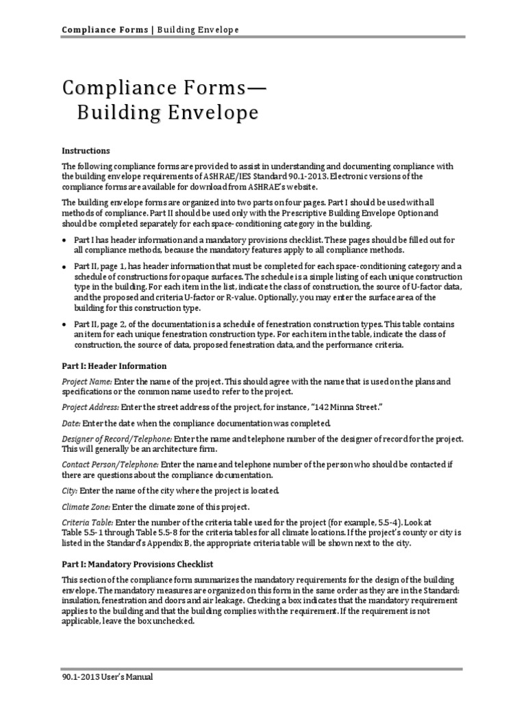 Analysis of Building Envelope Compliance Forms for the Prescriptive ...