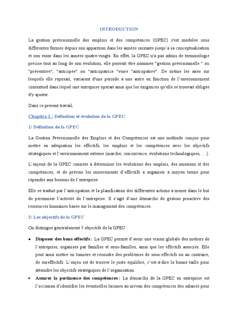 Définition et objectifs de la GPEC | PDF | Recrutement | Business