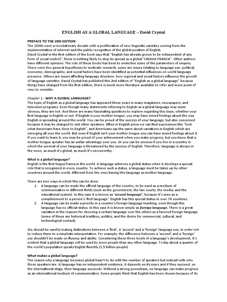 English As A Global Language | PDF | English Language | Cognition