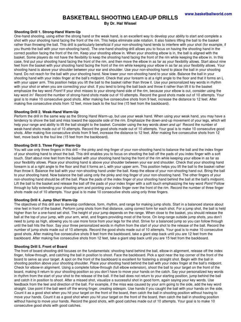 Basketball Shooting Lead-Up Drills: by Dr. Hal Wissel | PDF | Hand | Elbow