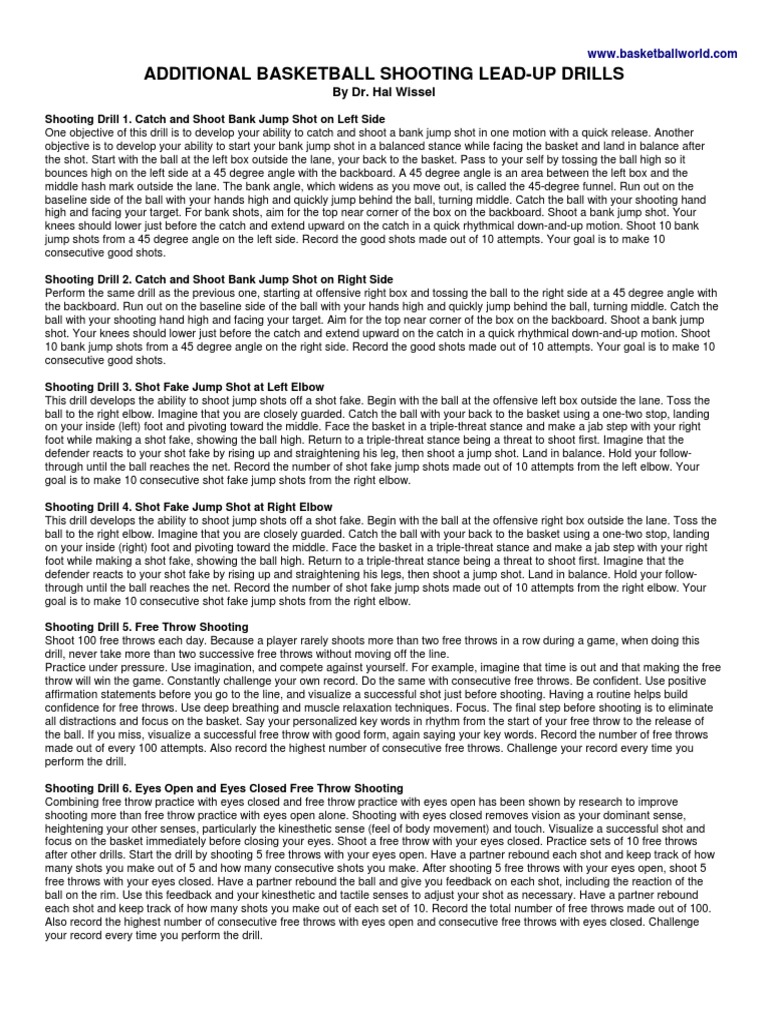 Additional Shooting Lead-Up Drills by Hal Wissel | PDF | Sports | Team ...