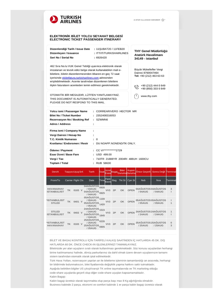 Elektronik Bilet | PDF