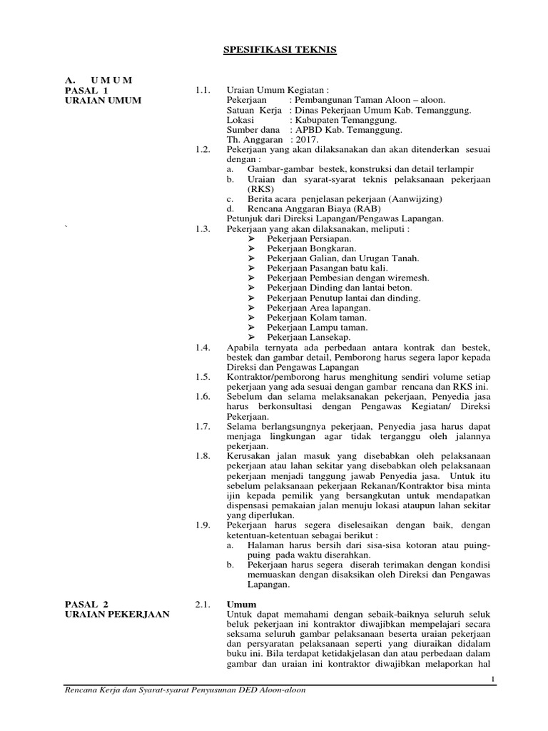 Spesifikasi Teknis | PDF