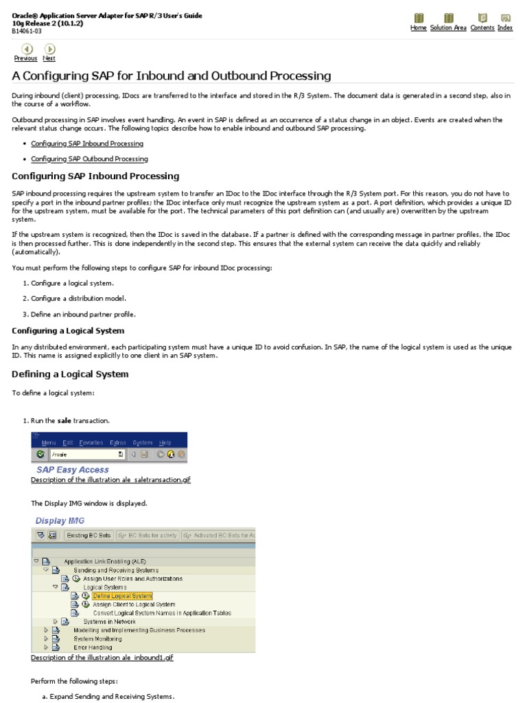 Configuring SAP For Inbound and Outbound Processing | PDF | Load ...