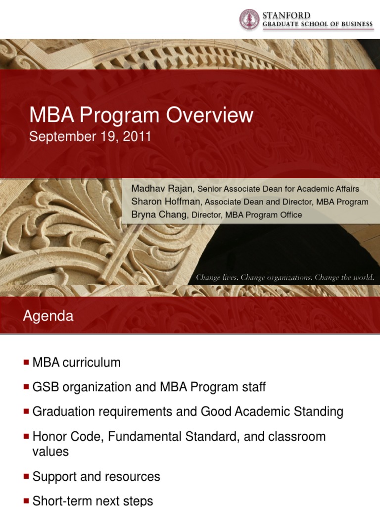 Stanford MBA Program Overview | PDF | Master Of Business Administration ...