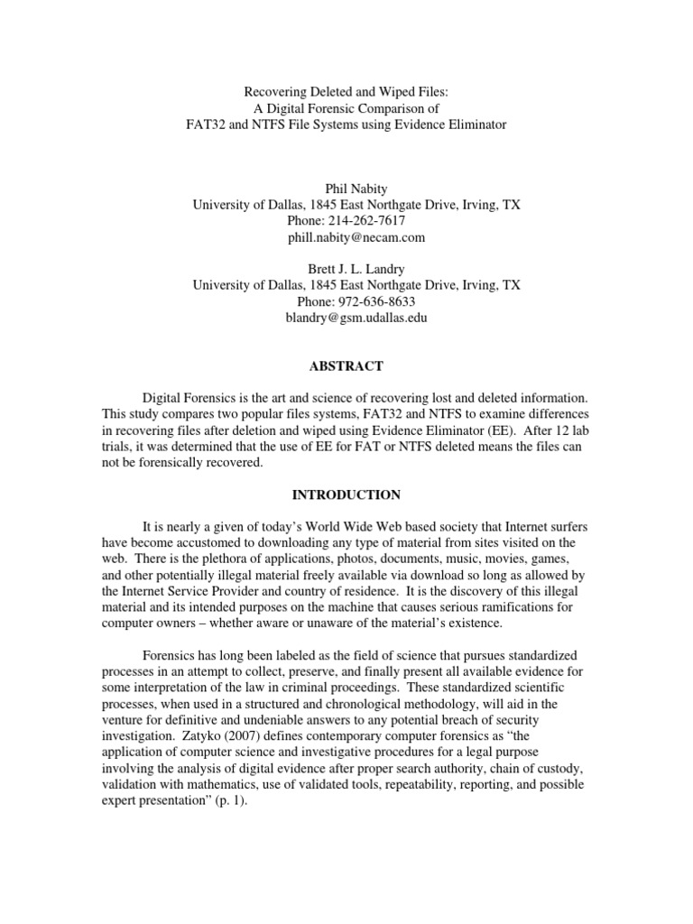 Recovering Deleted and Wiped Files A Dig | PDF | File System | Computer ...