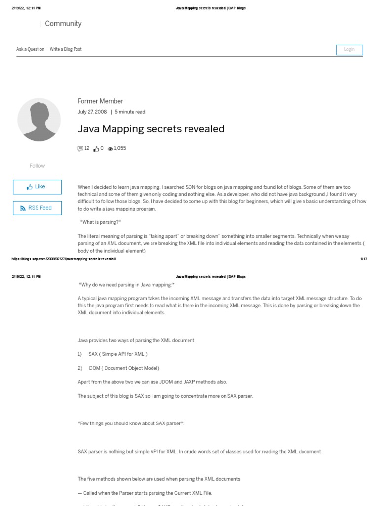 Java Mapping Secrets Revealed - SAP Blogs | PDF | Xml | Computing