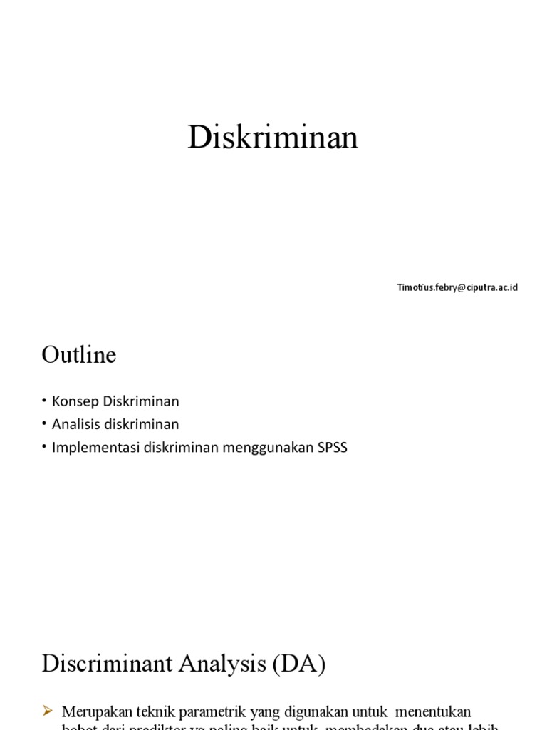 Analisis Diskriminan | PDF | Karier & Perkembangan | Metode & Bahan Ajar