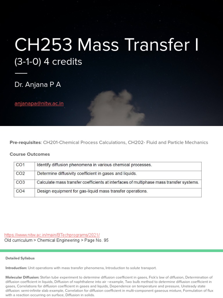 Mass Transfer I Pdf Gases Diffusion