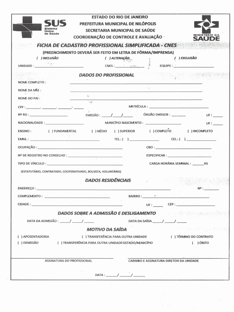 Ficha Cnes - 000038 | PDF