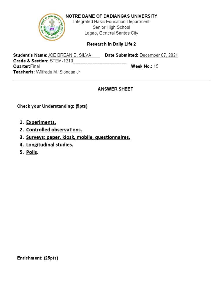 PR2 Module 15 Worksheet | PDF