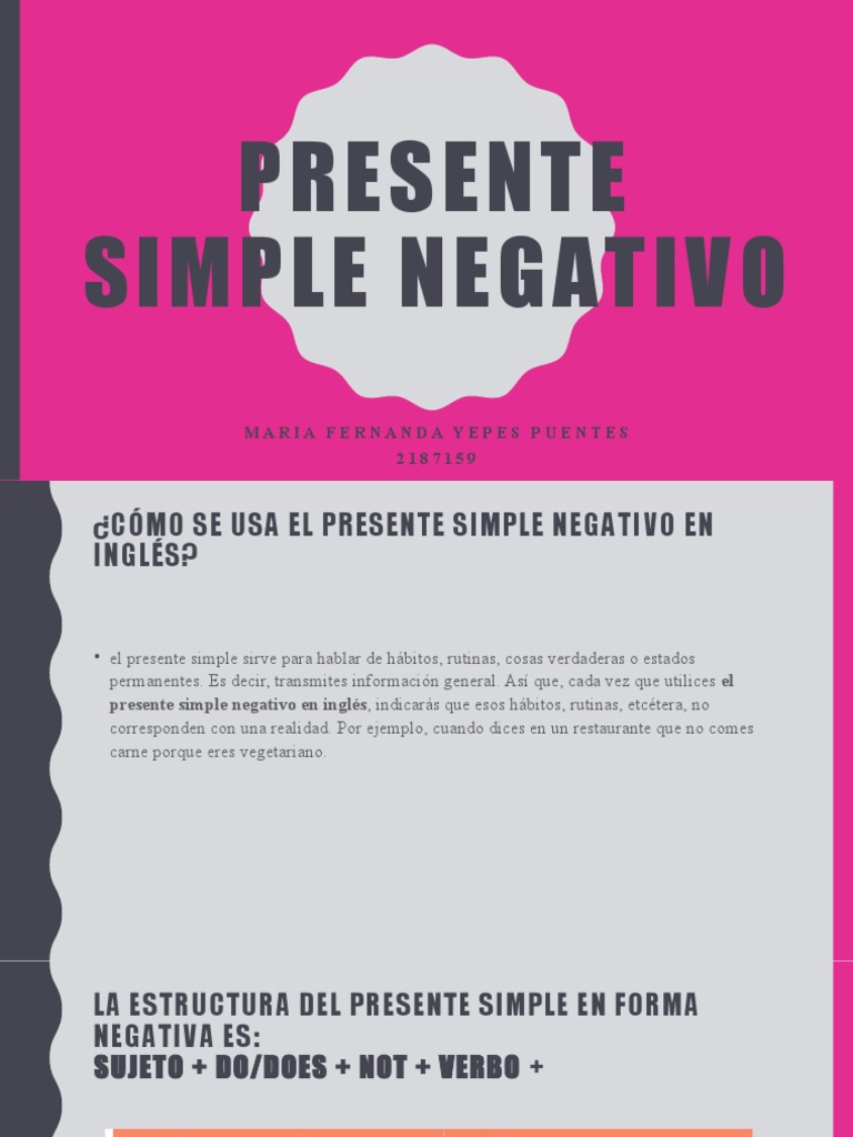 Presente Simple Negativo | PDF