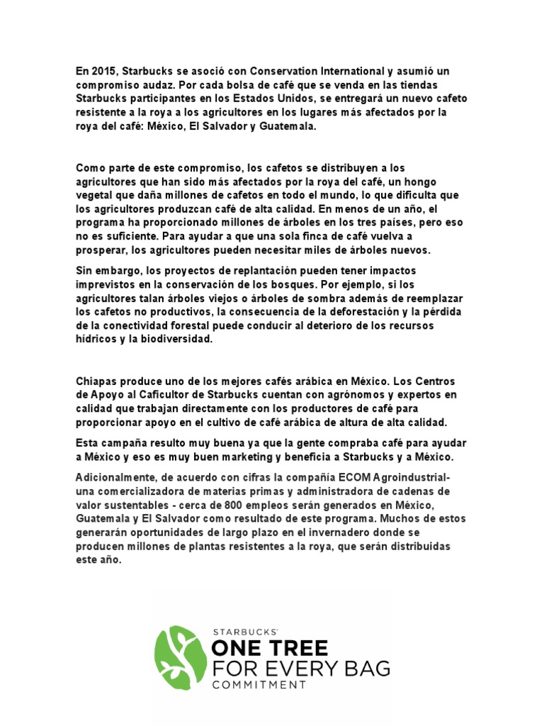 One Tree For Every Bag | PDF | café | Starbucks