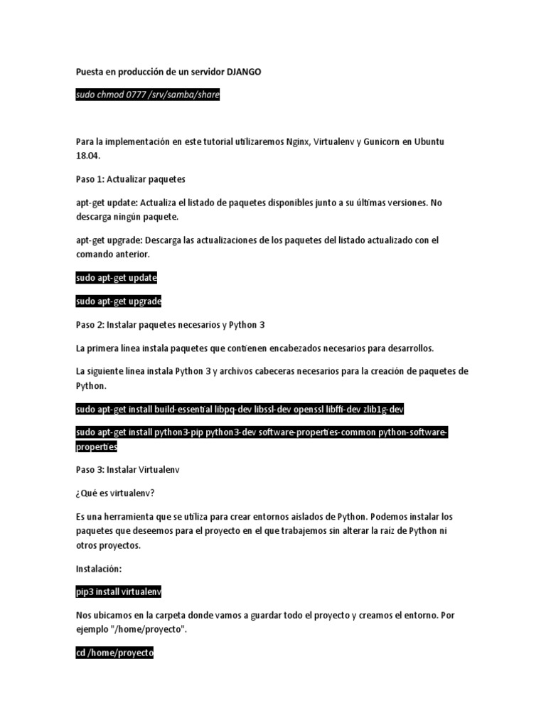 Puesta en Producción de Un Servidor DJANGO | PDF | Archivo de computadora | Python (lenguaje de ...