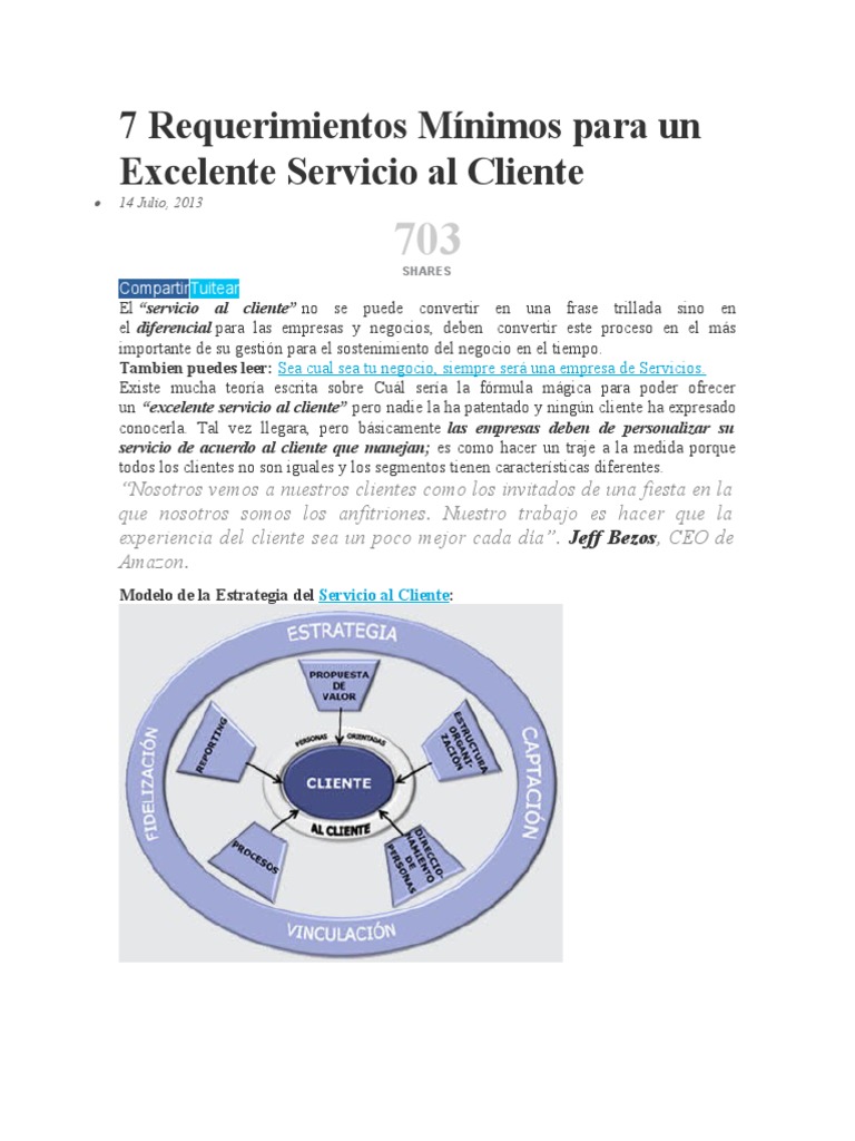 7 Requerimientos Mínimos para Un Excelente Servicio Al Cliente | PDF ...