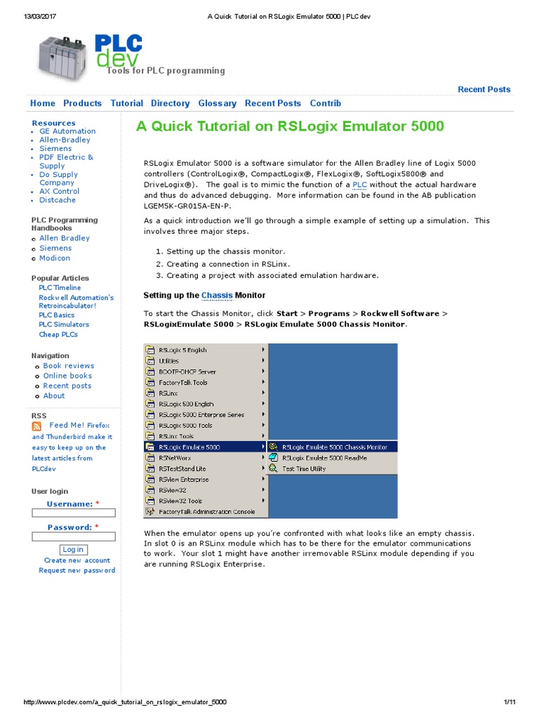 A Quick Tutorial On RSLogix Emulator 5000 - PLCdev | PDF | Programmable Logic Controller | Emulator