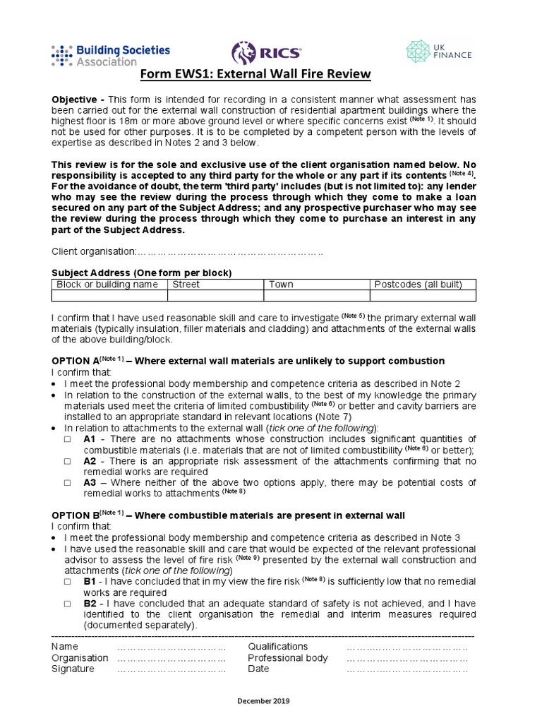 EWS1 External Wall Fire Review Form | PDF | Safety | Fires
