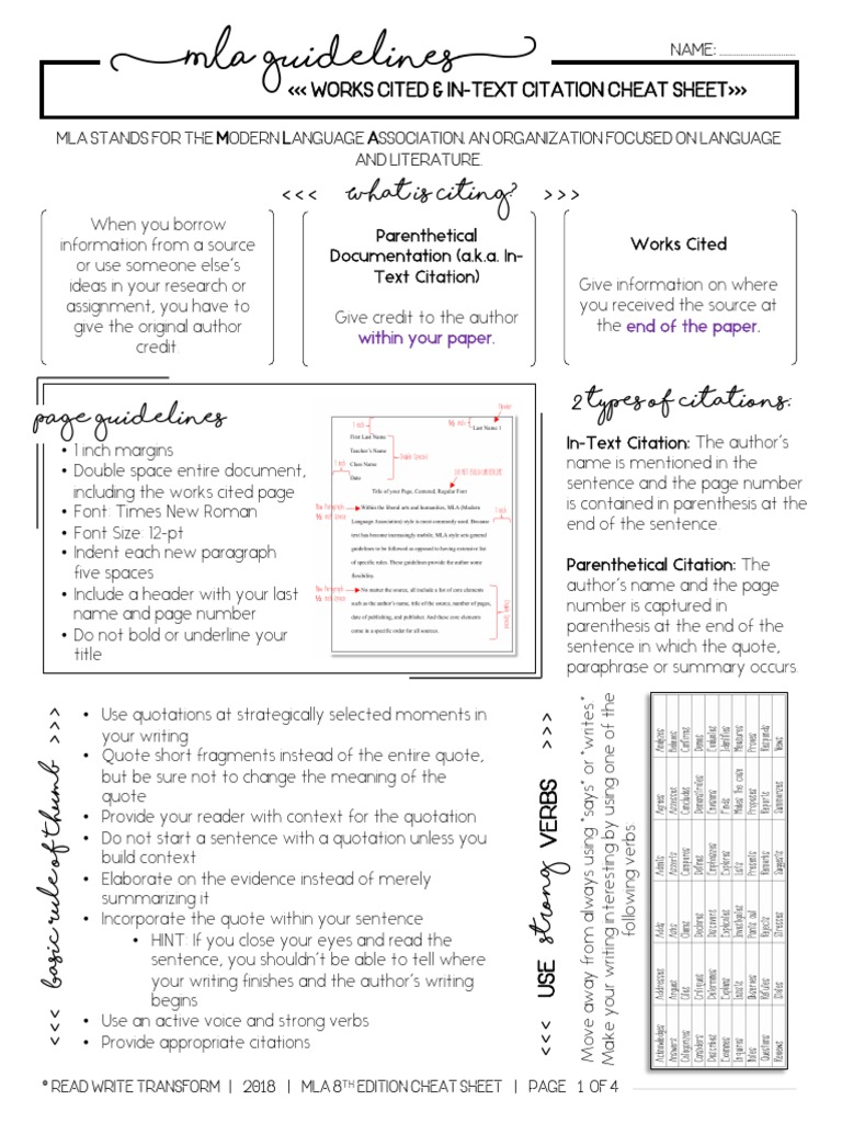Mla 8 Mla Citation Page | PDF | Citation | Ellipsis