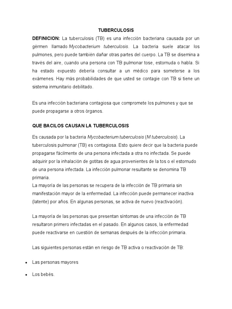 TUBERCULOSIS | PDF | Tuberculosis | Infección