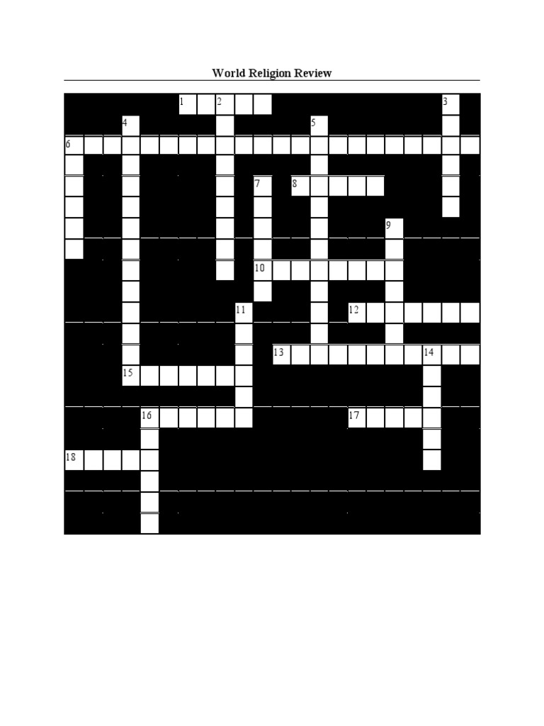 World Religions Crossword Puzzle | PDF | Worship | Jews