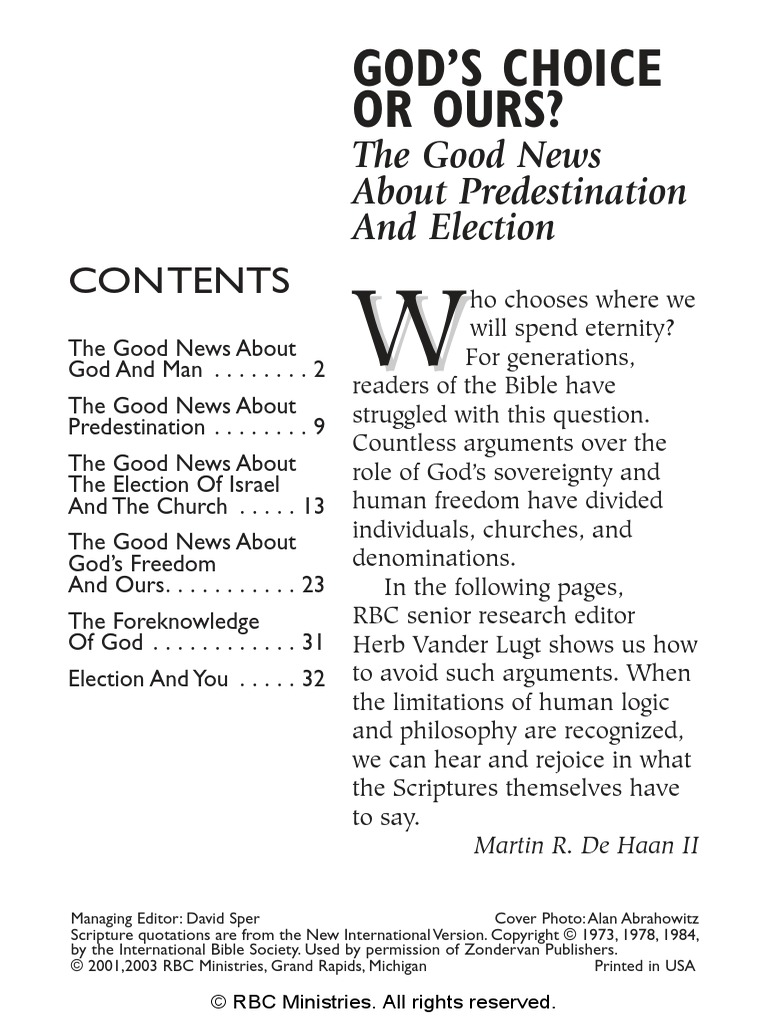 Gods Choice or Ours Predestination Election | PDF | Predestination | Jesus