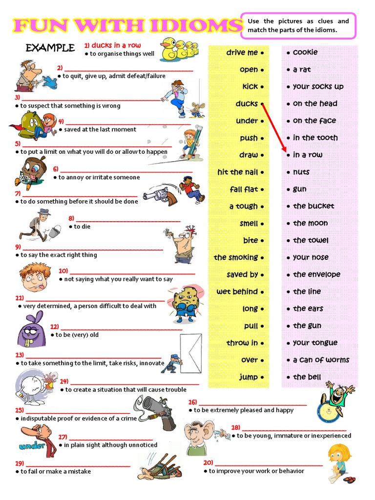 Example: Use The Pictures As Clues and Match The Parts of The Idioms | PDF