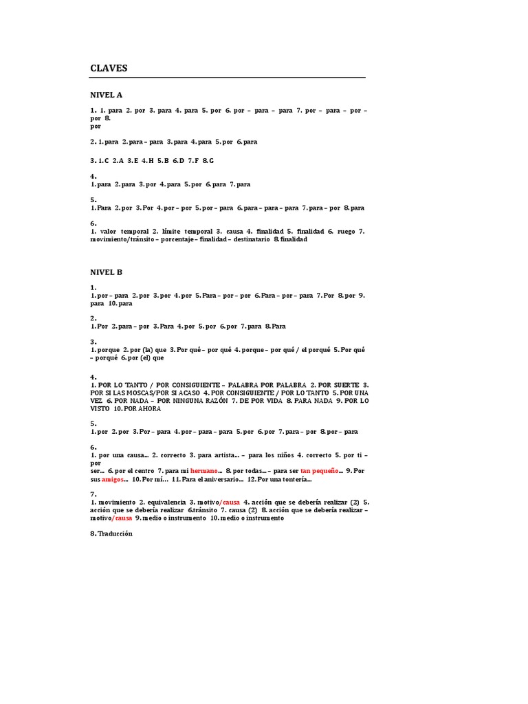 10 Claves Las Preposiciones Por para | PDF