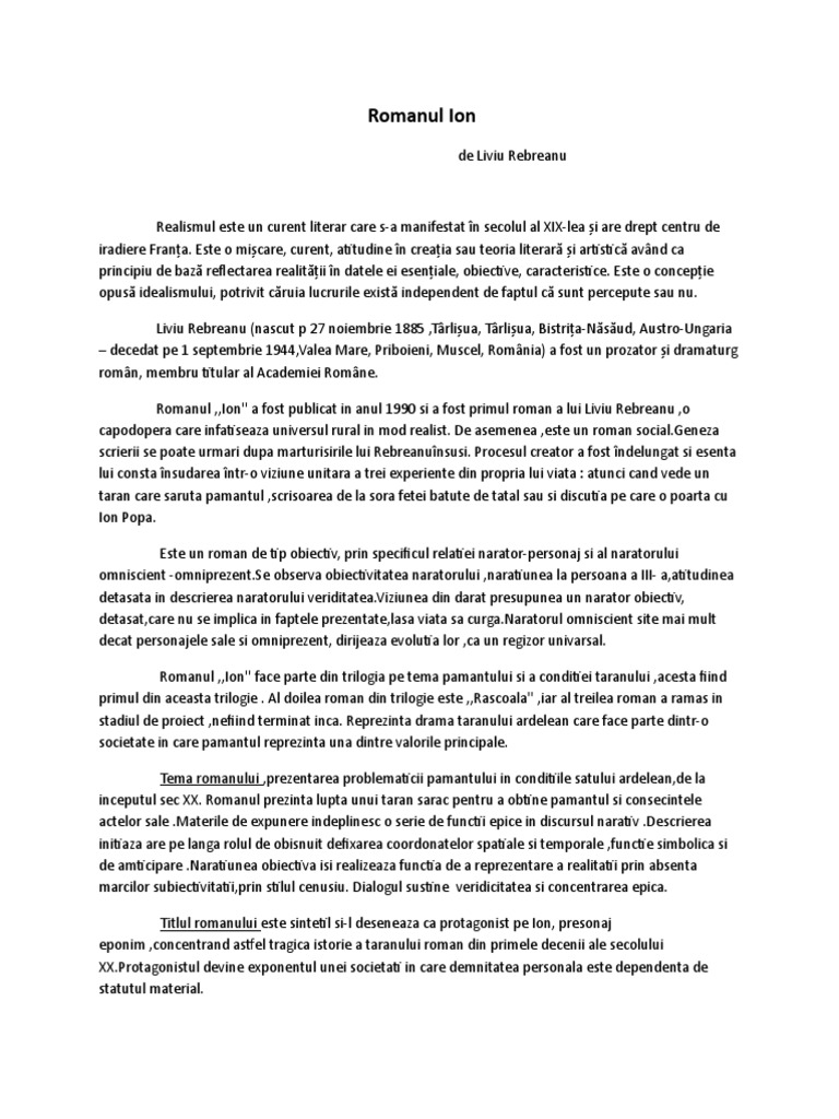 Romanul Ion | PDF