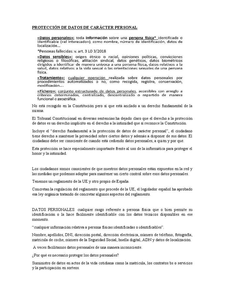 Tema 4. Protección de Datos de Carácter Personal | PDF | Privacidad de ...