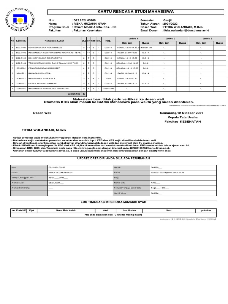 Mahasiswa Baru Tidak Perlu Verifikasi Ke Dosen Wali. Otomatis Krs Akan ...