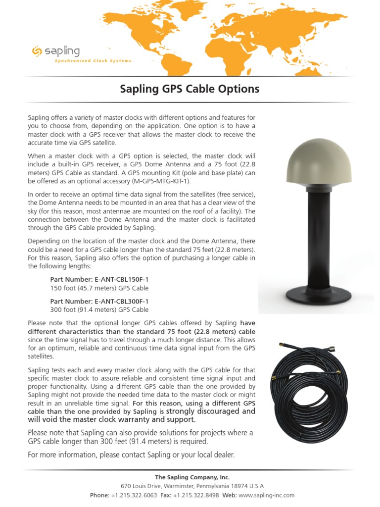 Sapling Gps Cable Options Synchronized Clock Systems Download Free