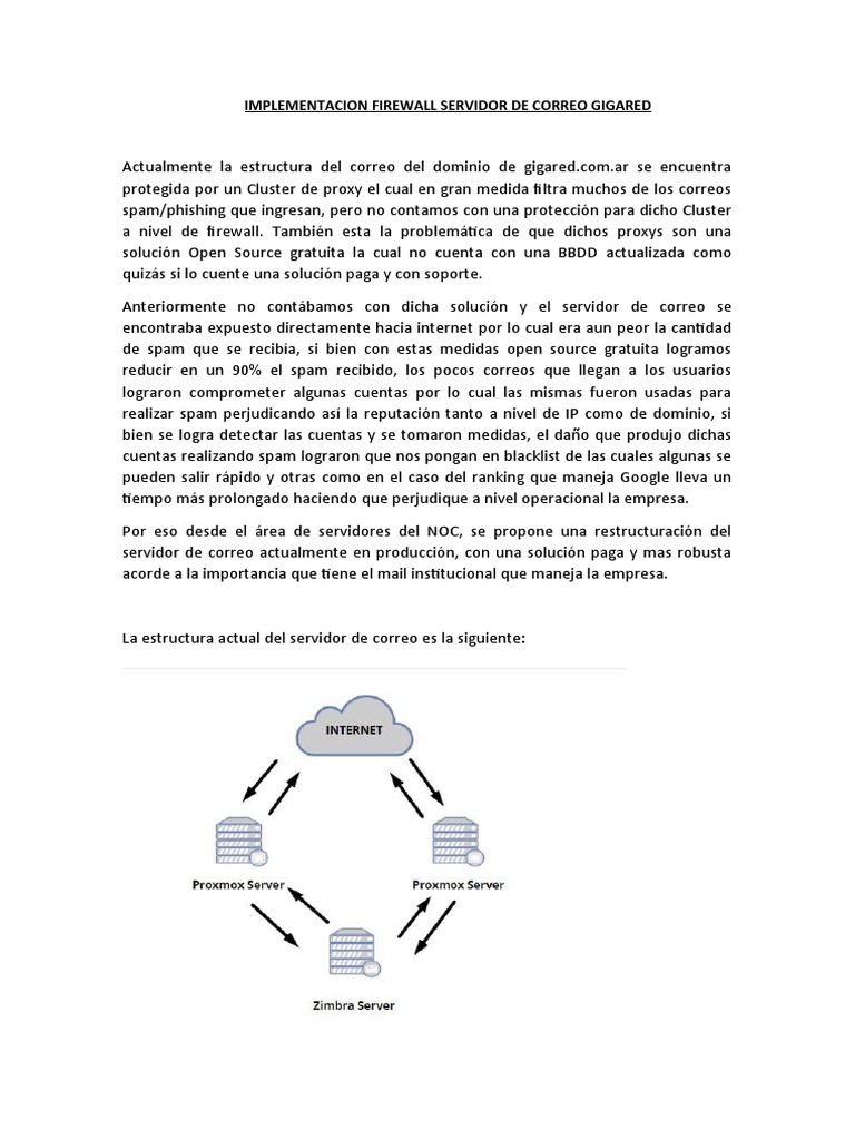 Implementacion Firewall Servidor de Correo Gigared | PDF | Internet | Comunicación segura
