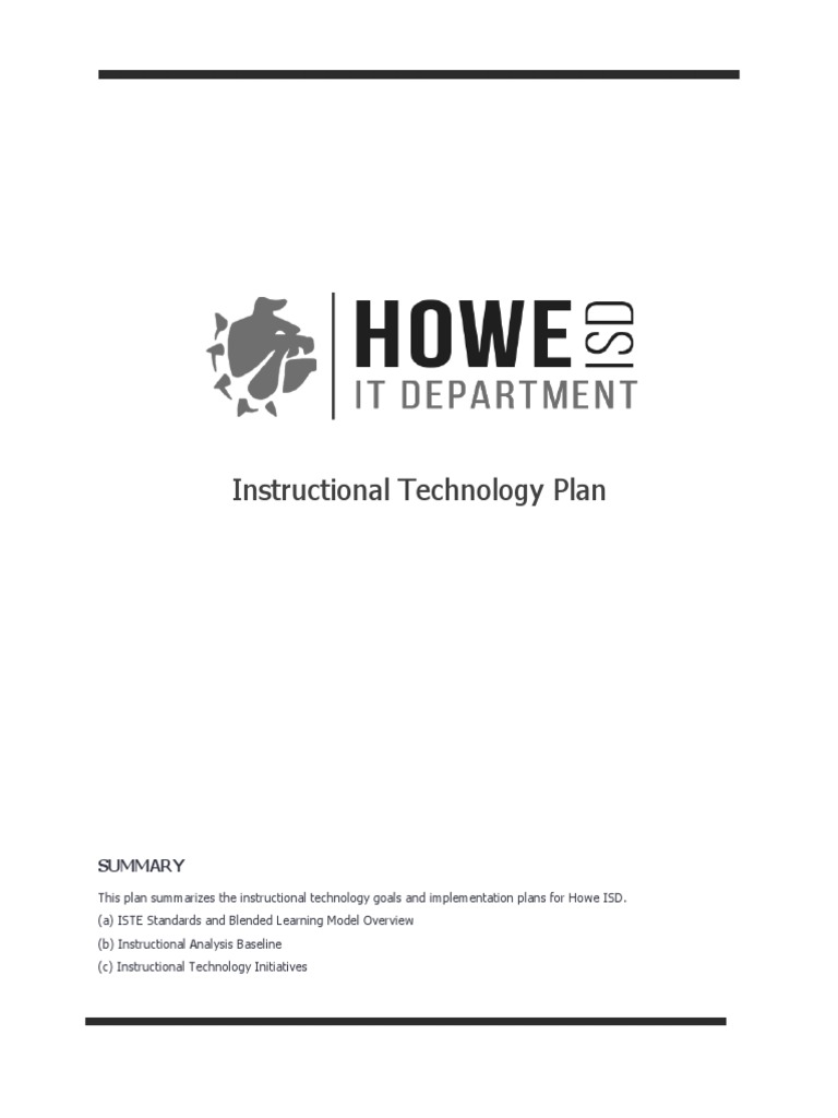 Instructional Technology Plan Pdf Educational Technology Learning