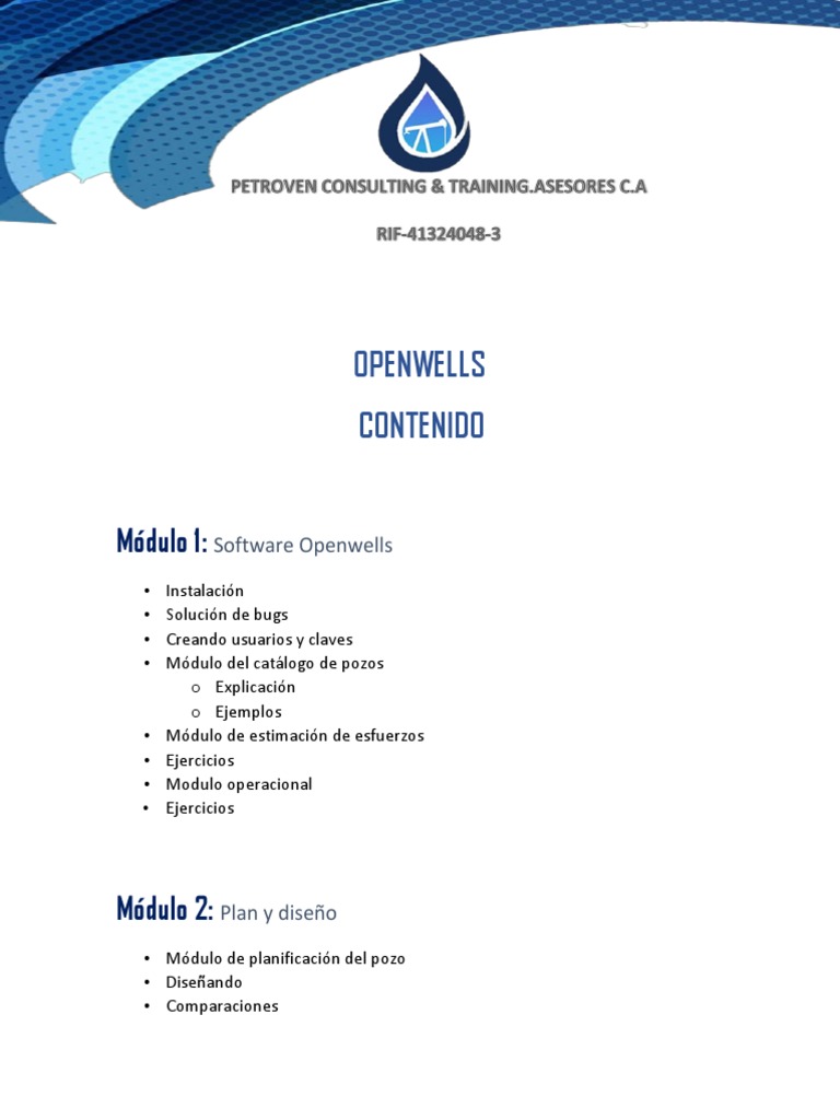 Guía Completa de Openwells: Módulos y Ejercicios | PDF | Informática