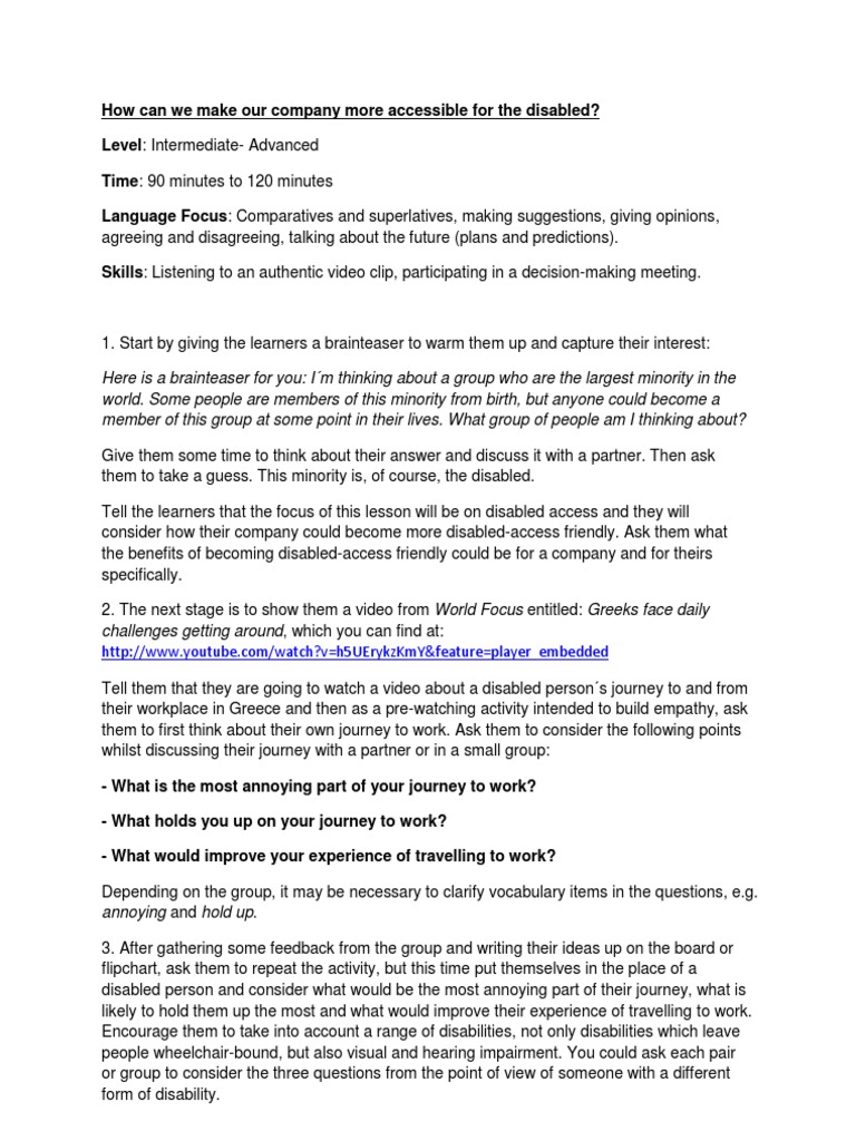 A Disabled-Access Friendly World Lesson Plan | PDF | Accessibility ...