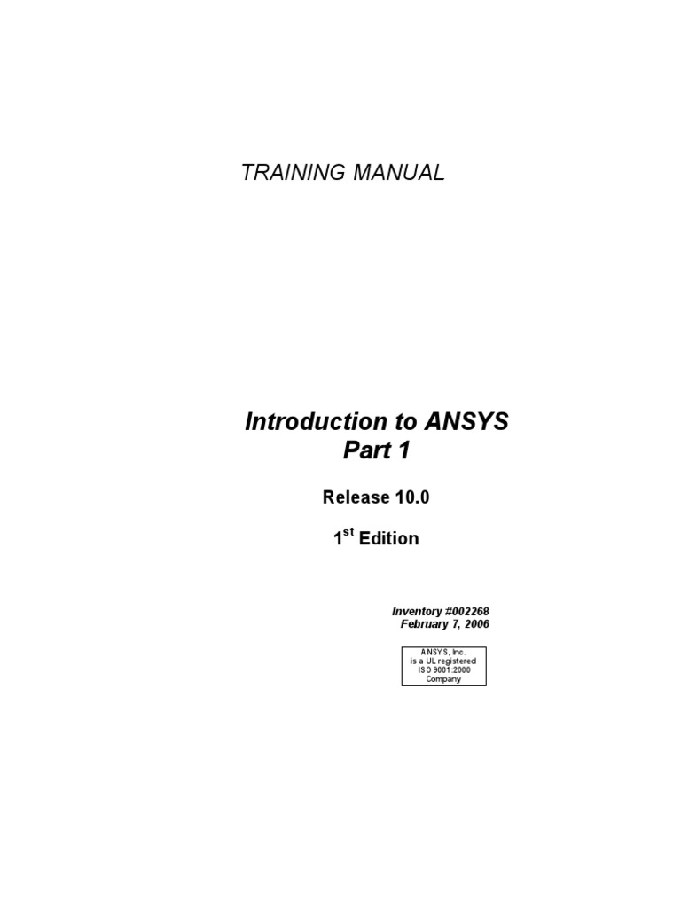 Training Manual: Introduction To ANSYS | PDF