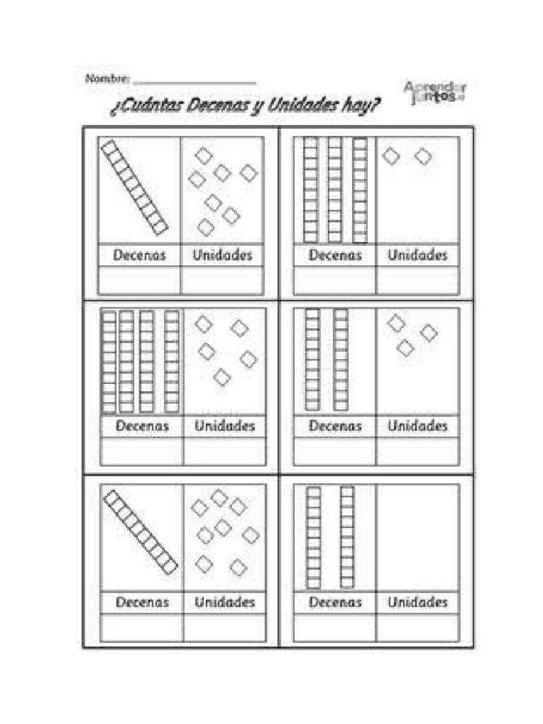 Unidades y Decenas Primer Grado | PDF