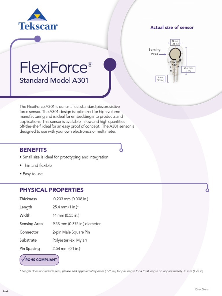 Tekscan Flexiforce Sensor A301 | PDF | Sensor | Resistor