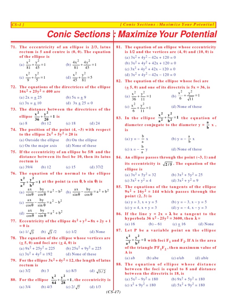 Conic Section | PDF | Ellipse | Analytic Geometry