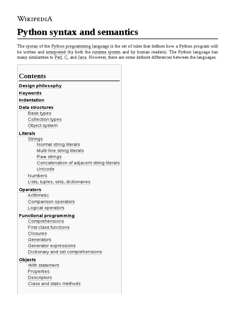 Python Syntax and Semantics | Download Free PDF | Class (Computer ...