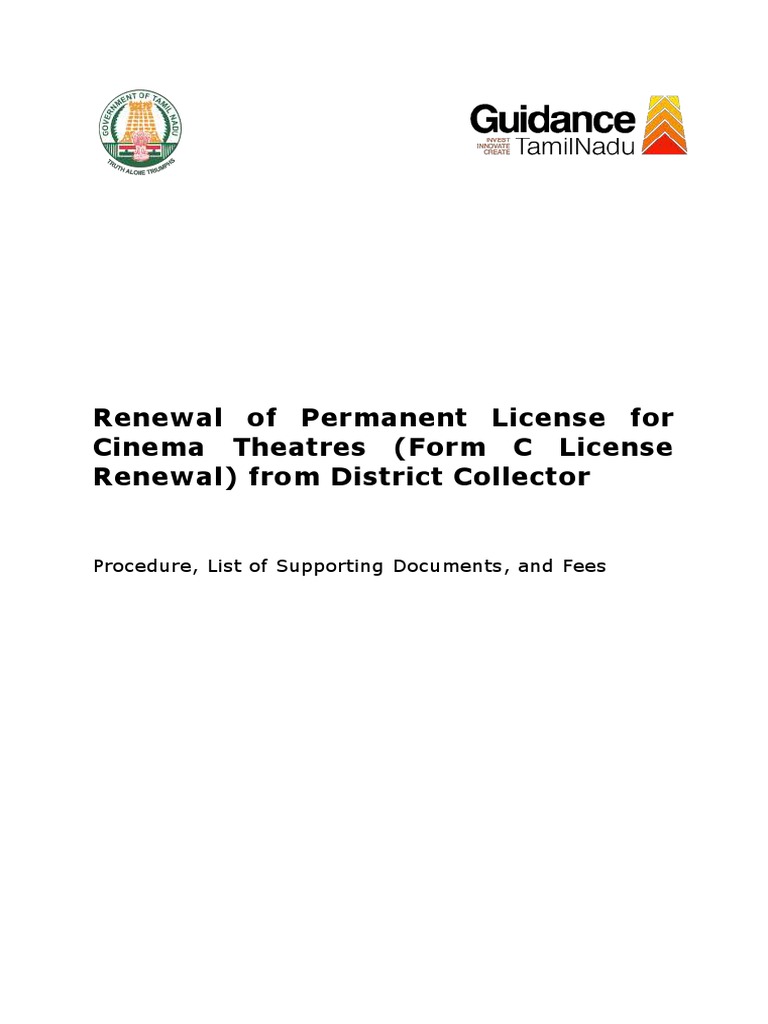 Renewal of Permanent License For Cinema Theatres (Form C License ...