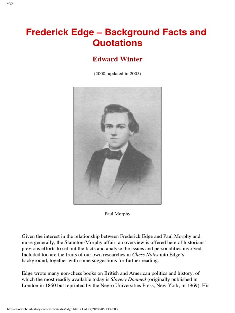 Edward Winter - Frederick Edge - Background Facts and Quotations | PDF ...