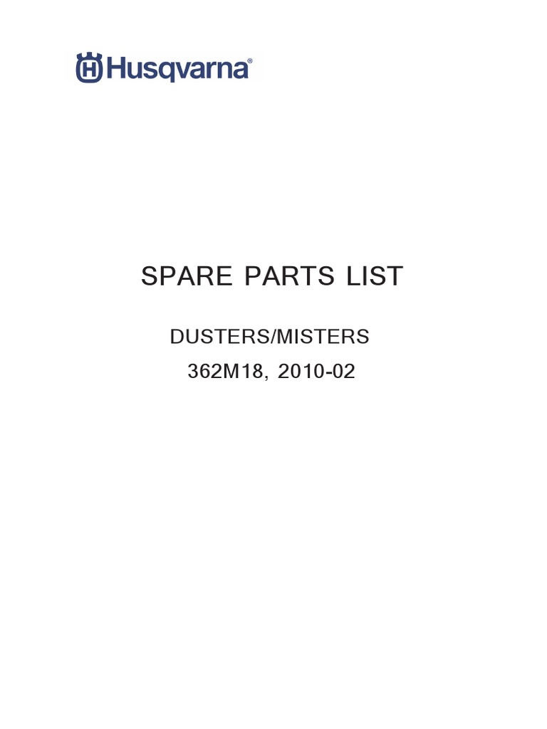 Spare Parts List: Dusters/Misters 362M18, 2010-02 | PDF | Screw ...